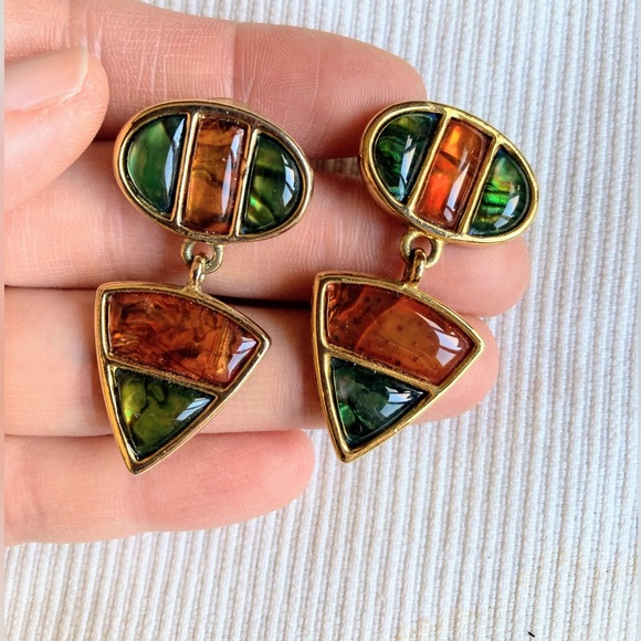 Vintage | Jewelry | Vintage Abalone Shell Inlay Geometric Shape ...